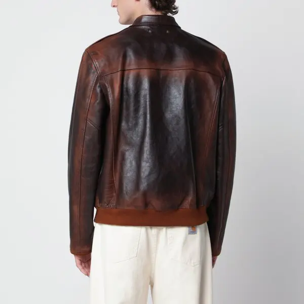 GOLDEN GOOSE Vintage-effect Leather Bomber Jacket