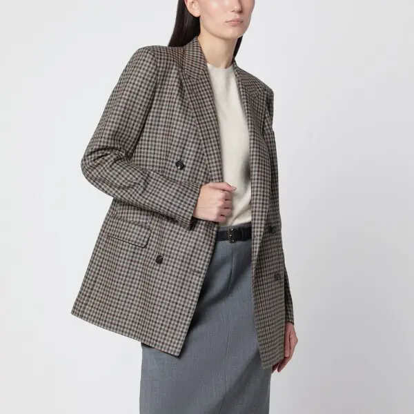 Tagliatore Vichy-check Double-breasted Wool Jacket