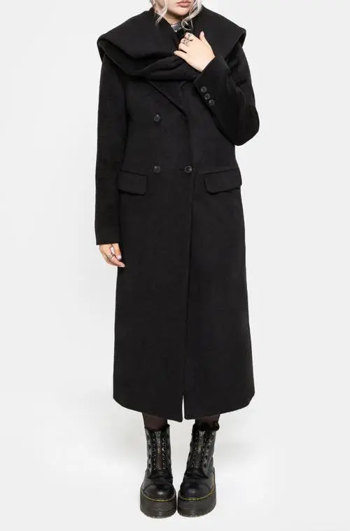 DISTURBIA Lethe Hooded Scarf Longline Coat