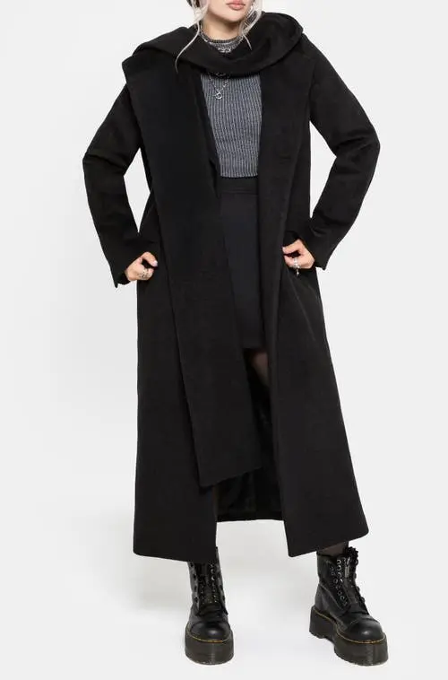 DISTURBIA Lethe Hooded Scarf Longline Coat