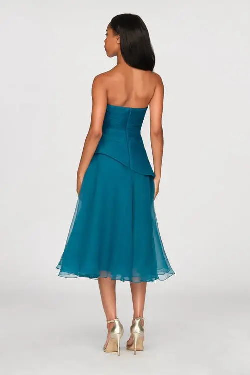 Theia Veda Strapless Midi Dress