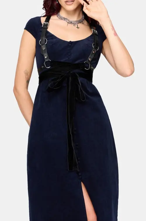 DISTURBIA Leona Off-shoulder Cord Midi Dress