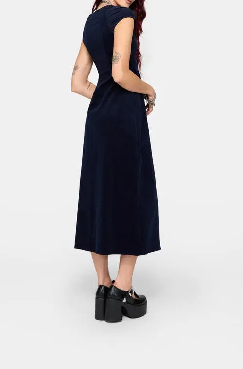 DISTURBIA Leona Off-shoulder Cord Midi Dress