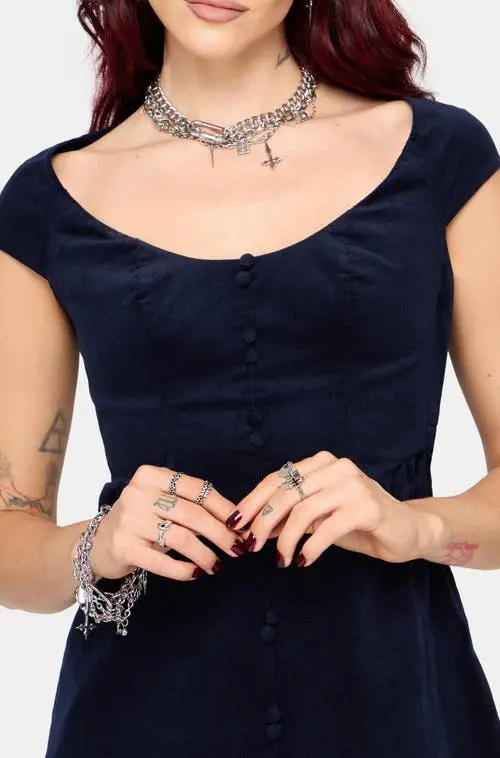 DISTURBIA Leona Off-shoulder Cord Midi Dress