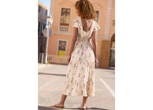 LASCANA Flutter Sleeve Floral Dress