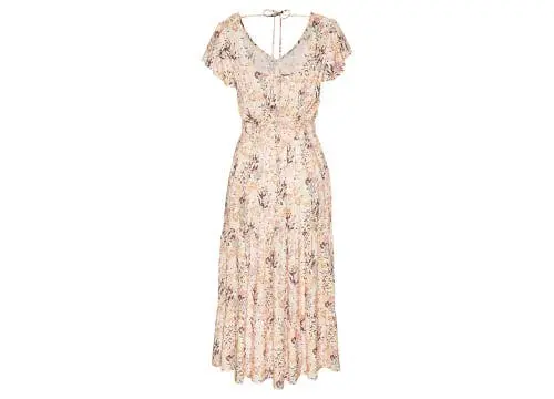 LASCANA Flutter Sleeve Floral Dress