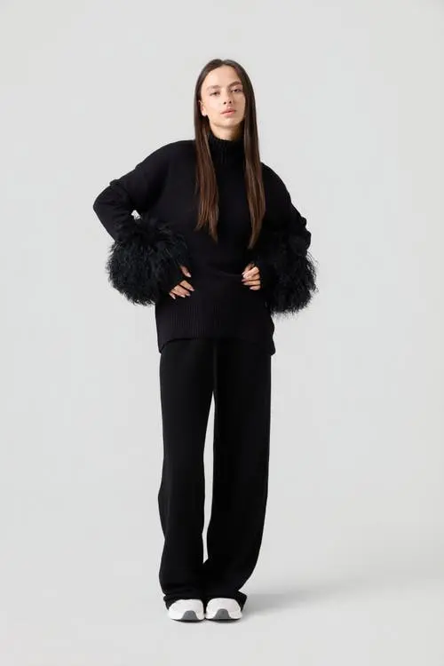 LE FAFO Cashmere Blend Track Pants - Black