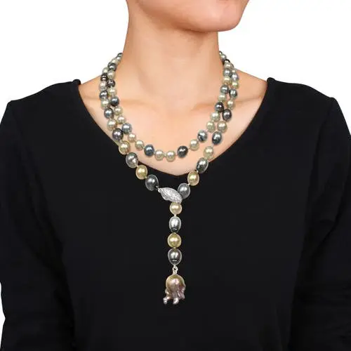 JULIANNA B. Cultured Multi Pearl Lariat Necklace
