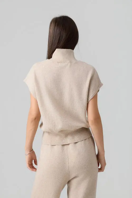 LE FAFO Cashmere Blend Mock Neck Sweater - Beige