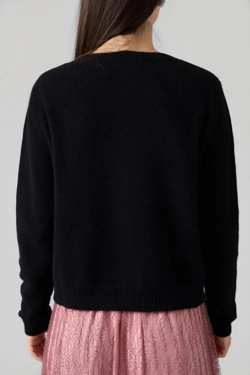 LE FAFO Mongolian Cashmere Cropped Crew Cardigan