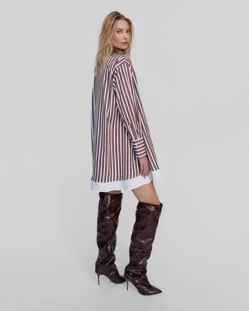 THEO THE LABEL Lalia Stripe Layer Mini Shirtdress
