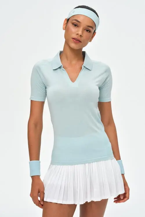 COZY ZERO Performawool Aero Weight Polo - Light Blue