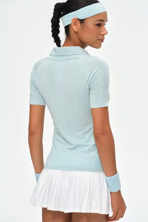 COZY ZERO Performawool Aero Weight Polo - Light Blue