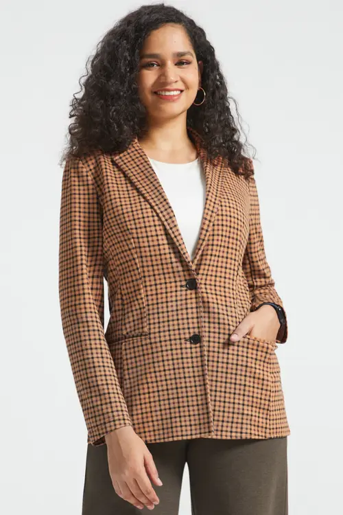 Betabrand Classic Blazer Houndstooth Stretch Knit