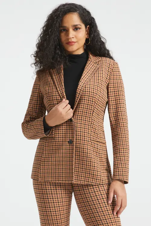 Betabrand Classic Blazer Houndstooth Stretch Knit