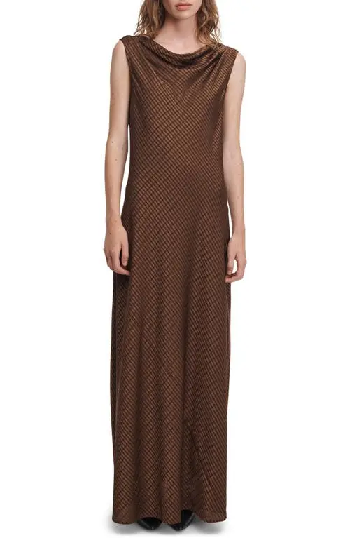 Rag & Bone Jessica Cowl Neck Maxi Dress - Deep Brown