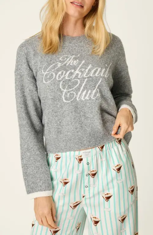 PJ Salvage The Cocktail Club Long Sleeve Pajama Top - Frost Gray