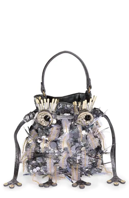 ANYA HINDMARCH Creature Embellished Suede Crossbody Bag - Anthracite