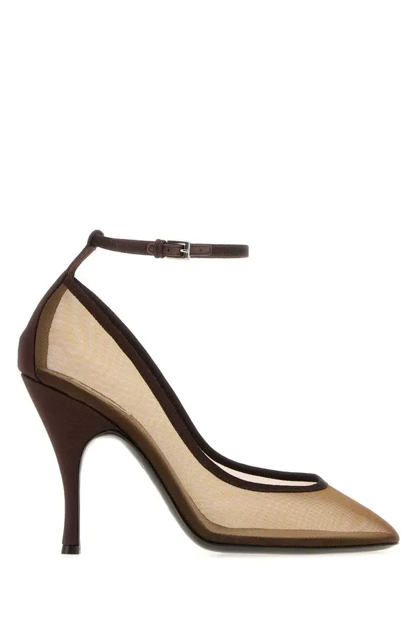 Alaïa Blue Mesh Pumps - Brown