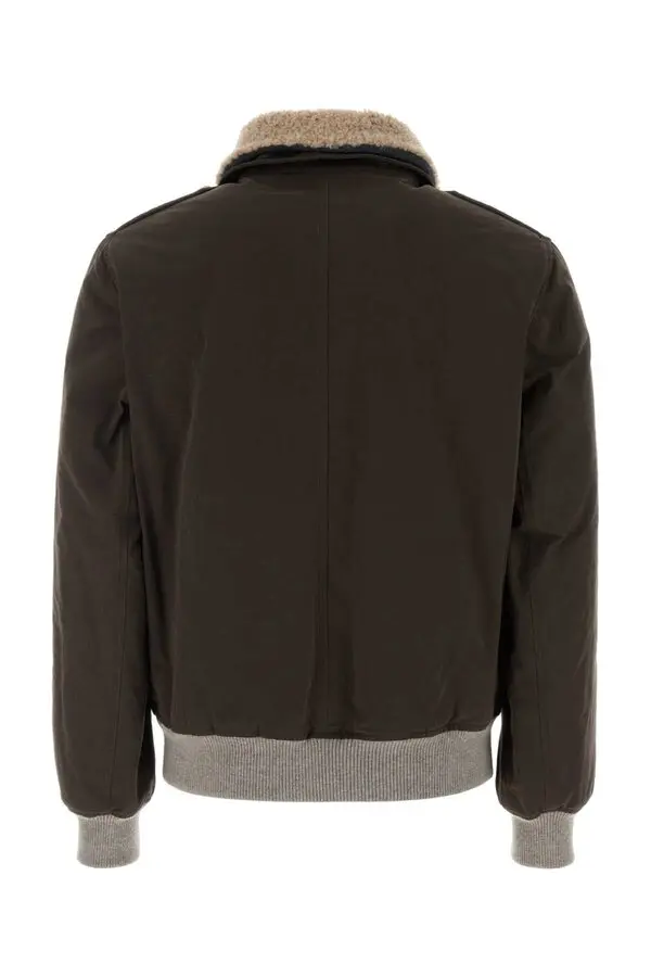 Brunello Cucinelli Dark Cotton Blend Bomber Jacket