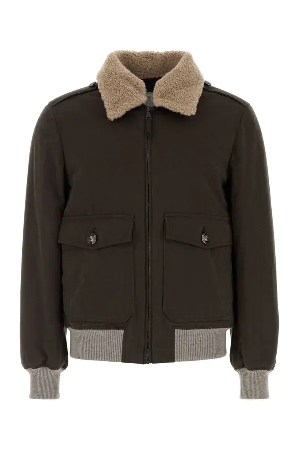 Brunello Cucinelli Dark Cotton Blend Bomber Jacket - Brown