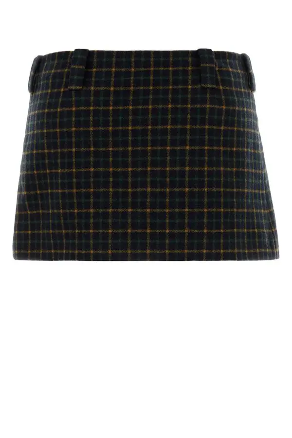 Miu Miu Embroidered Flannel Mini Skirt - Multicolor