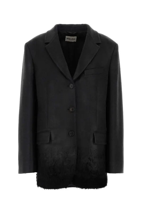 Miu Miu Charcoal Wool Blend Blazer