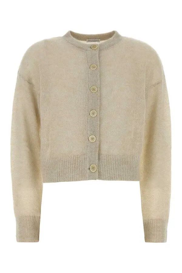 Brunello Cucinelli Sand Mohair Blend Cardigan
