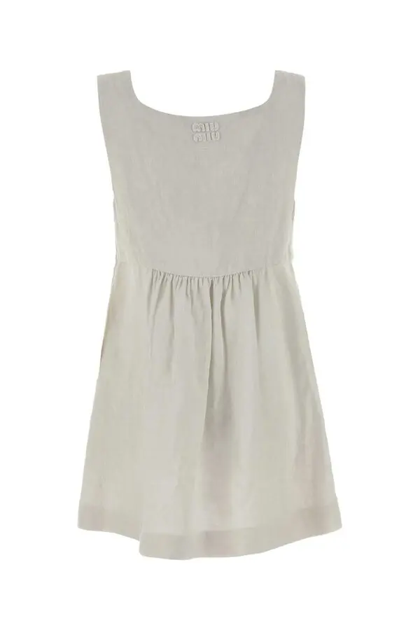 Miu Miu Light Green Linen Mini Dress