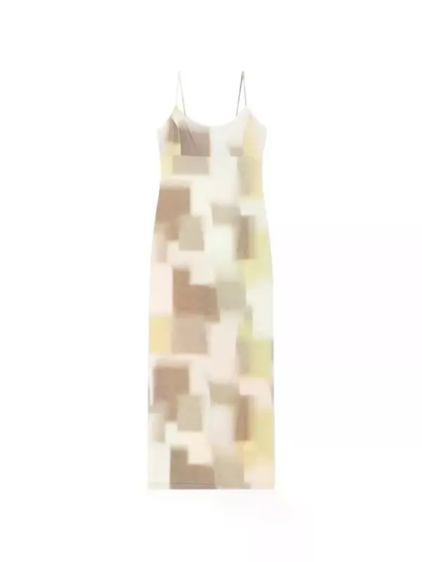 Armani Exchange Abstract-print Spaghetti-strap Maxi Dress - Neutrals