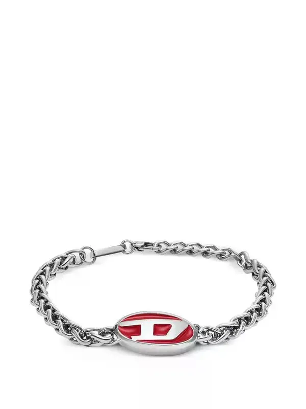 DIESEL® Logo-plaque Wheat-chain Bracelet - Silver