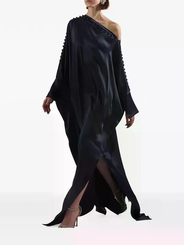TALLER MARMO Mila Button-embellished Satin Maxi Kaftan