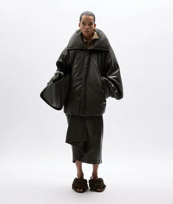 Bottega Veneta Shiny Leather Puffer Jacket - Pine Forest