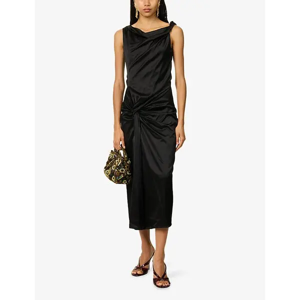 Dries Van Noten Dumas Draped Satin Midi Dress
