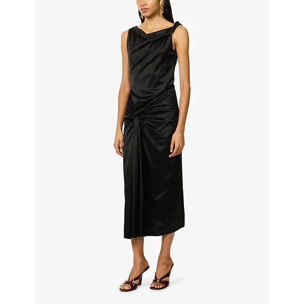 Dries Van Noten Dumas Draped Satin Midi Dress