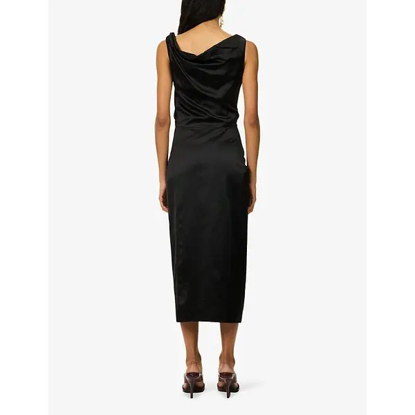 Dries Van Noten Dumas Draped Satin Midi Dress