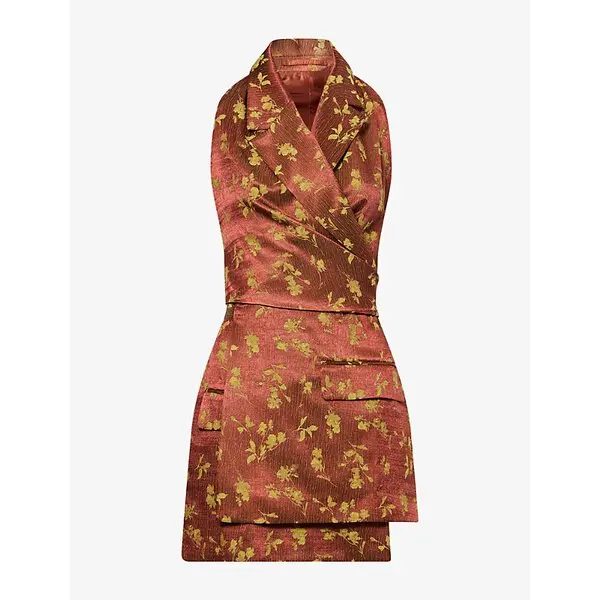 Dries Van Noten Geline Floral Wrap Woven Top - Rust