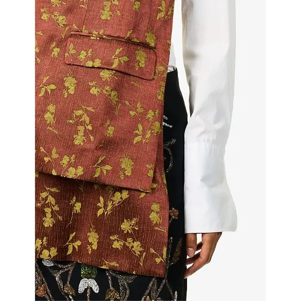 Dries Van Noten Geline Floral Wrap Woven Top - Rust