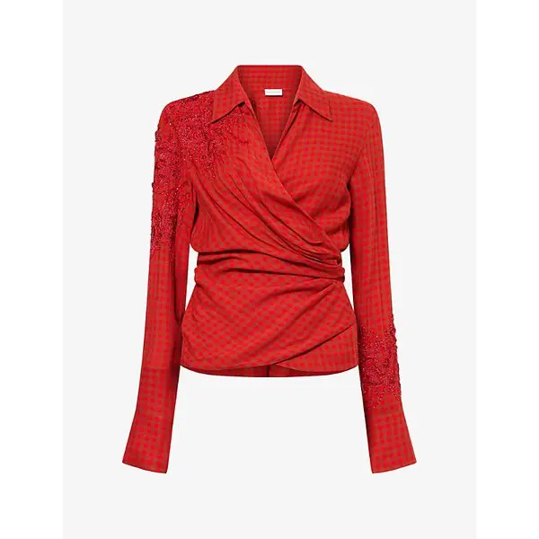 Dries Van Noten Cadea Embellished Wrap Woven Shirt