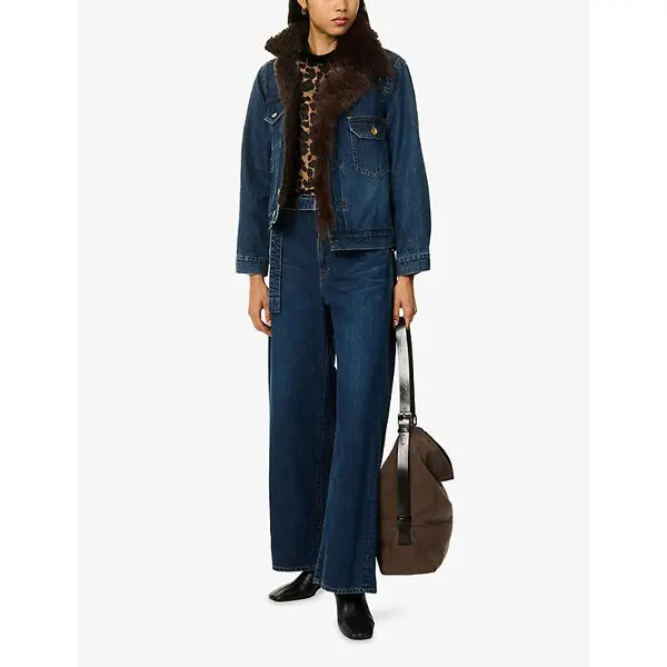 Sacai Wide-leg Pleated Denim Jeans