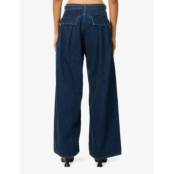 Sacai Wide-leg Pleated Denim Jeans