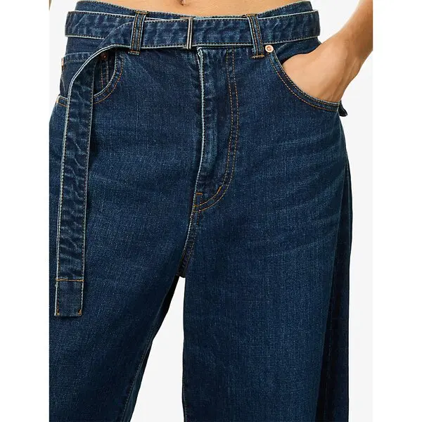 Sacai Wide-leg Pleated Denim Jeans