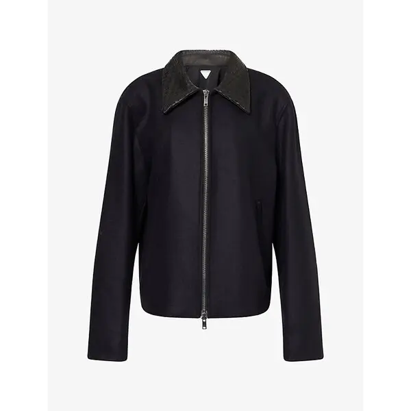 Bottega Veneta Intrecciato Collar Wool Jacket