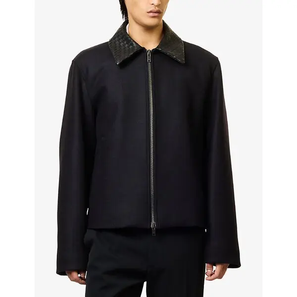 Bottega Veneta Intrecciato Collar Wool Jacket
