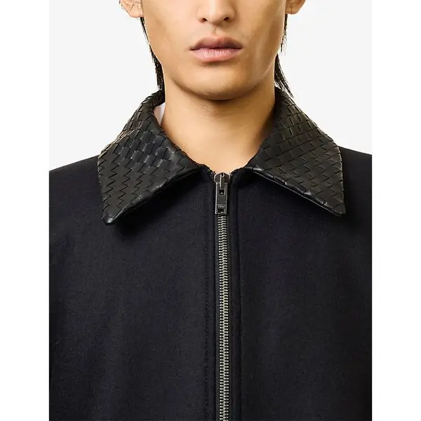 Bottega Veneta Intrecciato Collar Wool Jacket