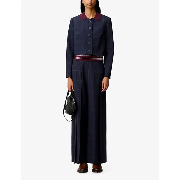 Claudie Pierlot Checked Boxy-fit Wool-blend Jacket