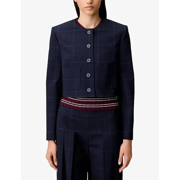 Claudie Pierlot Checked Boxy-fit Wool-blend Jacket