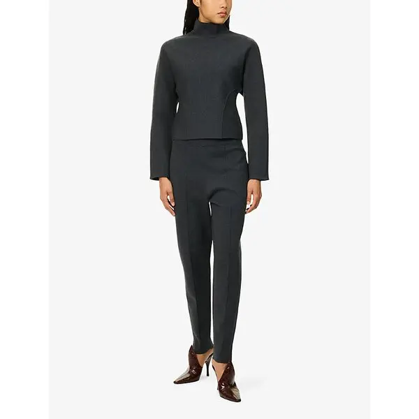 Alaïa Tapered Wool-blend Knit Trousers