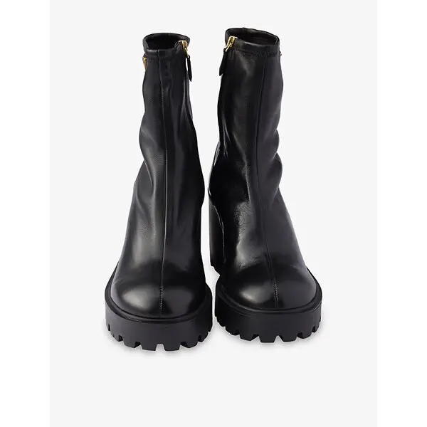 Prada Stretch Nappa Leather Heeled Ankle Boots
