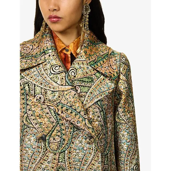 Dries Van Noten Riani Metallic-pattern Woven Coat